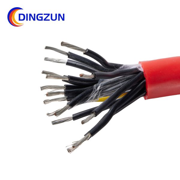 Quality Multi 16 Cores Shielded Sensor Cable Silicone Rubber Insulated Sheathed Red HT for sale