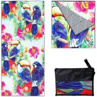 Quality 63x31 Full Printed Suede Microfiber Beach Towel With Printed Travel Bag for sale