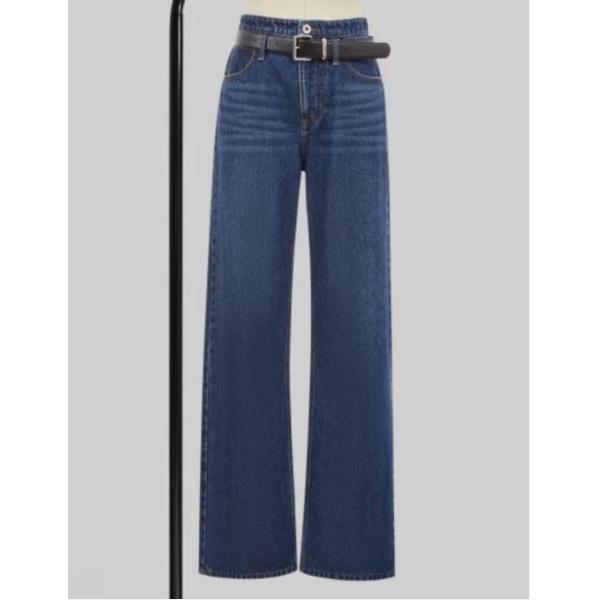 Quality High-waisted straight-leg denim trousers. for sale