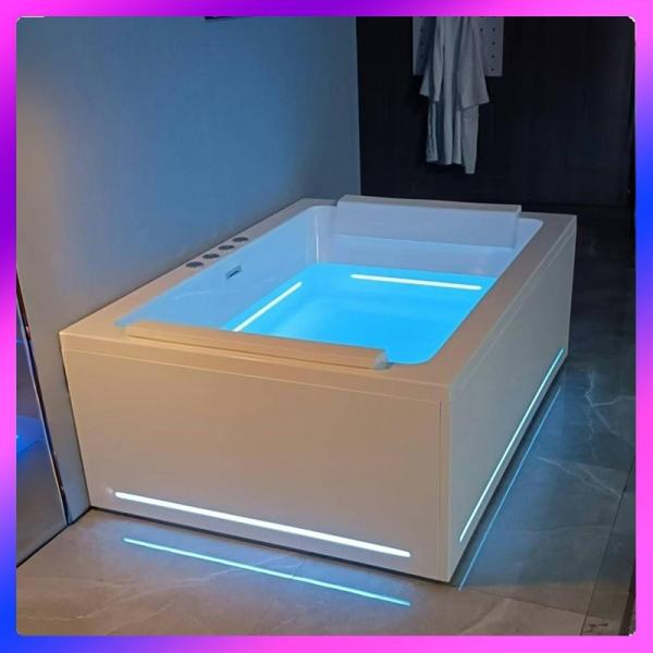 Quality Ladodo E-8042 Two Person Acrylic Rectangle Bathtub With LED strip massage jets for sale