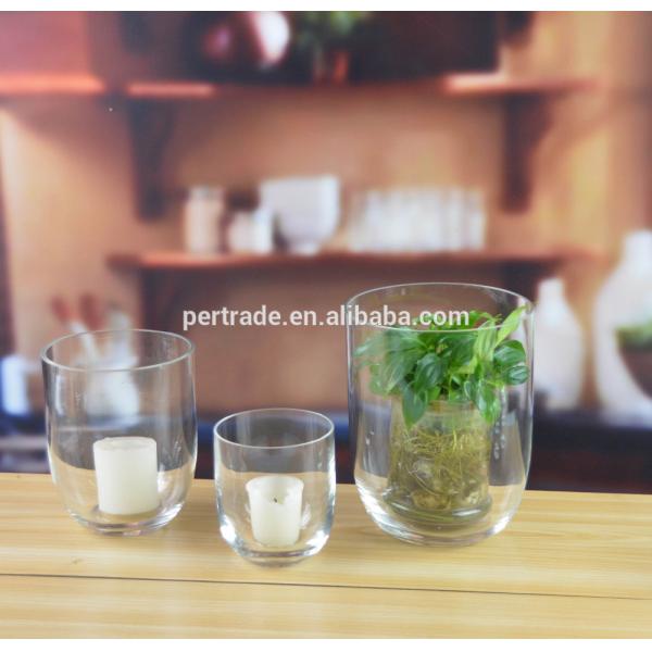 Quality Customize Color U Shape Hand Cutting Decorative Glass Vase for sale