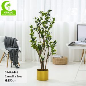 Quality 150cm Durable Artificial Ficus Tree . Artificial Camellia Tree With White Flower for sale