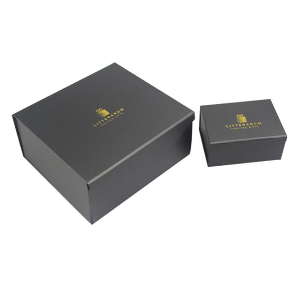 Quality Luxury Matte Black Magnetic Folding Hot Foil Logo Apparel Custom Clothing Boxes for sale