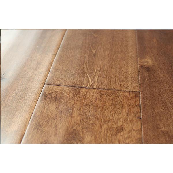 Quality Birch Solid hardwood Flooring, handscraped with chatter mark and stained color for sale