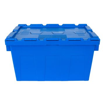 Quality Customized Color Attached Lid Crate Plastic Moving Crate Tote Box for Turnover for sale