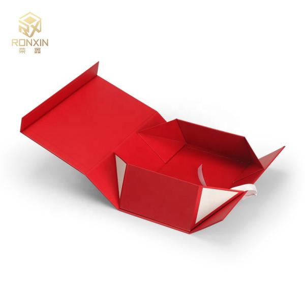 Quality Red Paperboard Foldable Gift Boxes With Ribbon Gift Packaging for sale