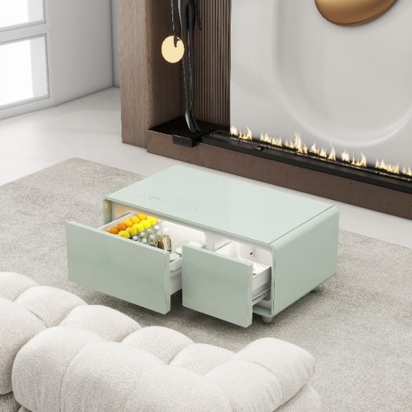 Quality NO Folded Metal Living Room Refrigerator Table with Wireless Charging and Music for sale