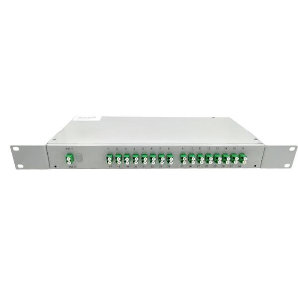 Quality 1U Rack Mount 1 × 32 SM Fiber Optic PLC Splitter 19 Inches LC / APC Connector for sale