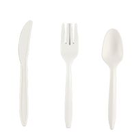 Quality Rice white PLA biodegradable cutlery Disposable spoon fork and knife with Trade for sale