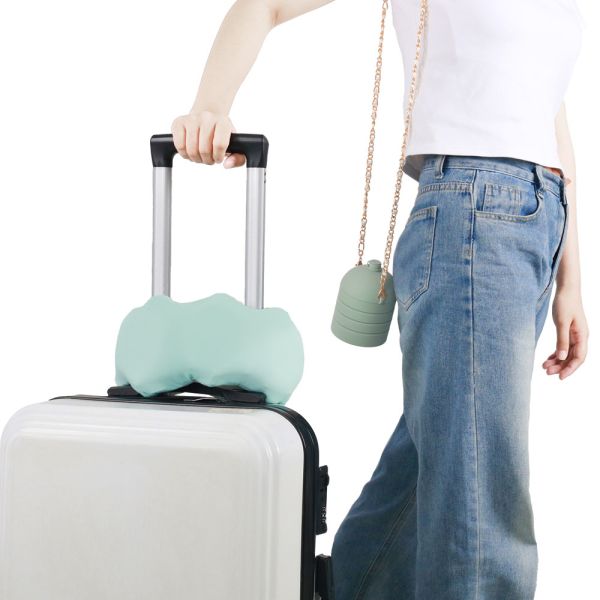 Quality Compact U Shape Inflatable Memory Foam Travel Pillow and Storage Box for Office for sale