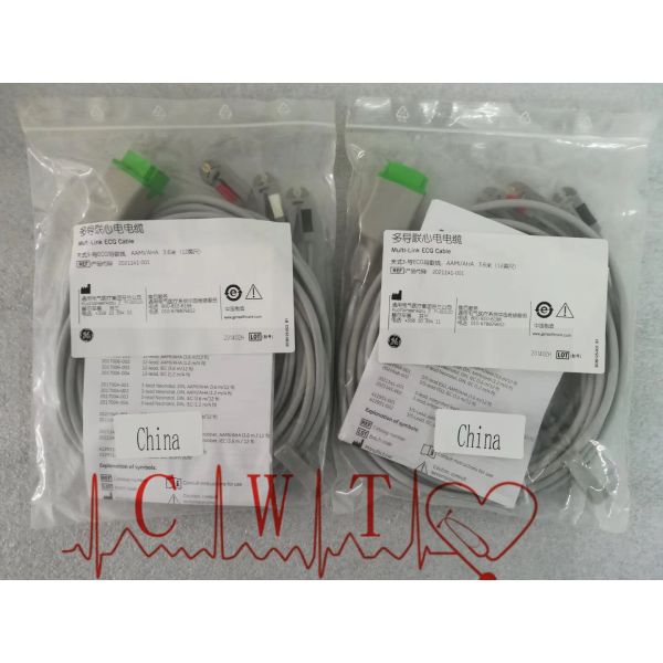 Quality 3 Lead W Grab ECG Machine Parts Multi Link Ge Ecg Leads Assy AHA.306M 12FT for sale