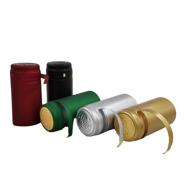 Quality Champagne Embossed Wine Bottle Shrink Caps Custom Logo Pvc Heat Shrink Capsules for sale