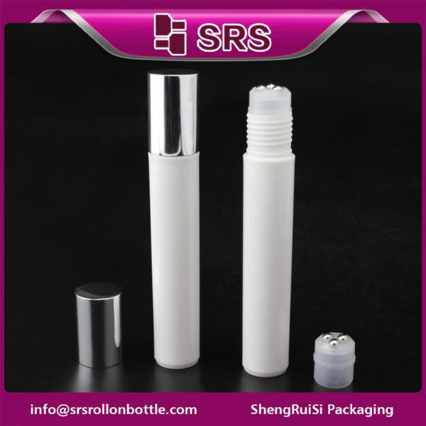 Quality Cosmetic luxury 15ml plastic bottle with three steel roller ball for sale