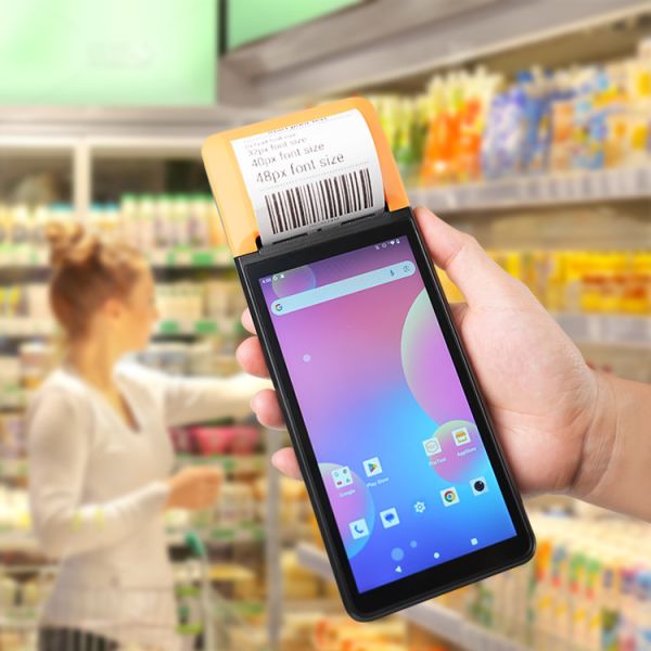 Quality Orange Handheld POS Android 14 Hand Held Billing Machine 64GB for sale