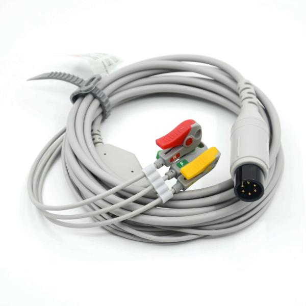 Quality Compatible AAMI Compatible 3 Lead ECG Cable IEC Grabber For Medical Accessories for sale