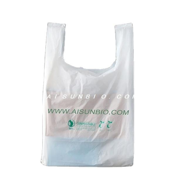 Quality Corn Starch Cellulose Compostable T Shirt Bags For Supermarket Packaging for sale