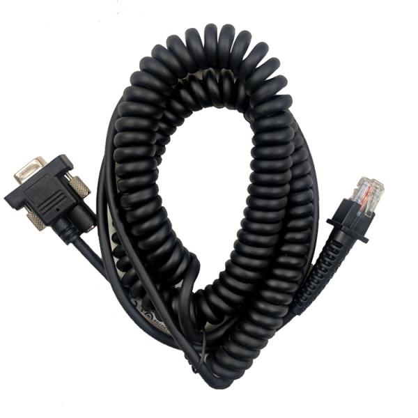 Quality Coiled Spiral Barcode Scanner Cord , Cable Rs232 DB9 Female For Datalogic Gd4130 for sale