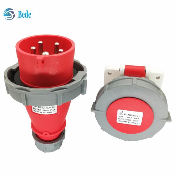 Quality Waterproof IP67 Industrial Plug Sockets 5Pins 3P+N+E 16Amp and 32Amp Panel for sale