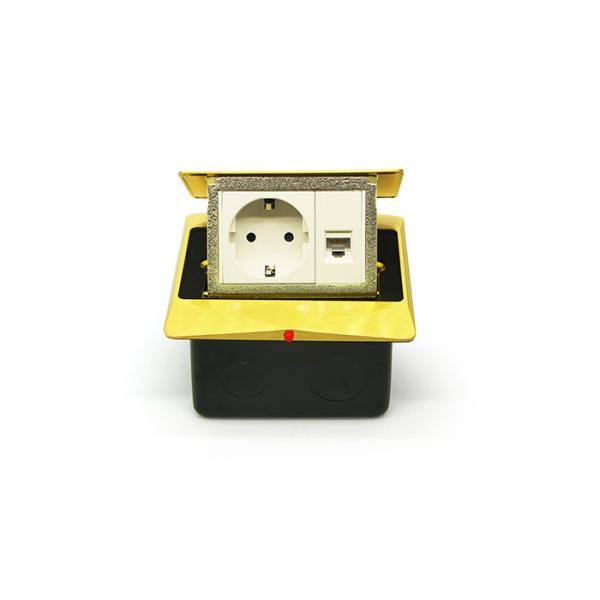 Quality Splash Proof Floor Mounted Power Outlet Golden Color With Internet Data CAT5 for sale