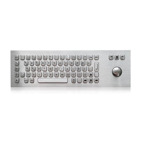 Quality 69 Keys Compact Format  IP65 Panel Mount Keyboard With 38mm Trackball USB Interface for sale