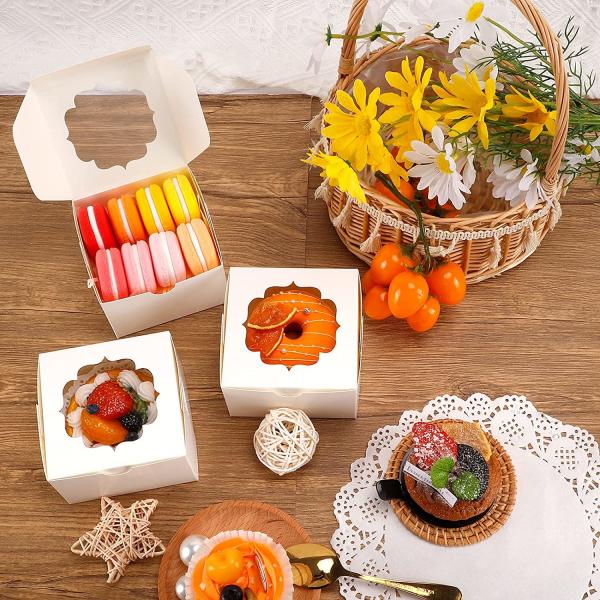 Quality 4 Inch White Custom Cake Box Window For Cupcakes Candy Chocolate Strawberries for sale