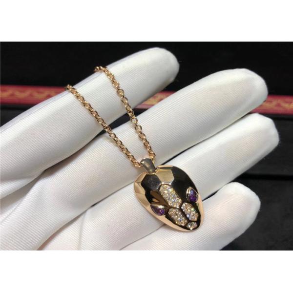 Quality Charming 18K Gold Diamond Necklace , Fashion Serpenti Pendant for sale