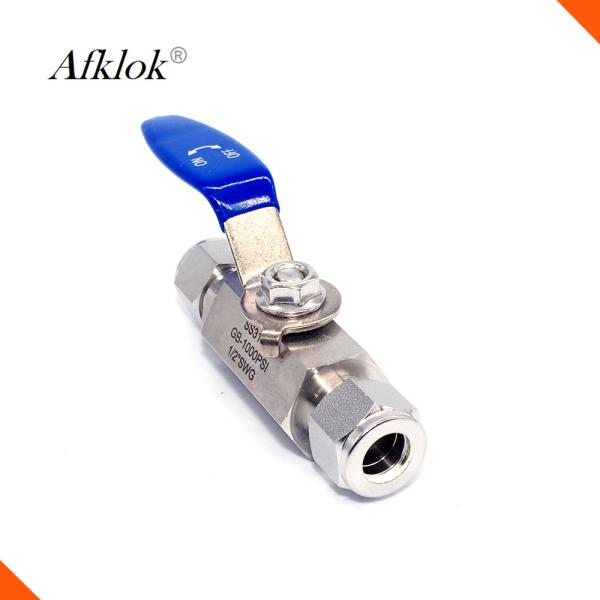 Quality One Piece Two Way Ferrule Ball Valve Stainless Steel 1000Psi for sale