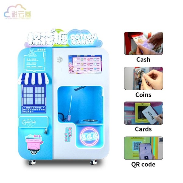 Quality Fully Automatic Cotton Candy Machine In Mall Customized Fairy Floss Vending for sale
