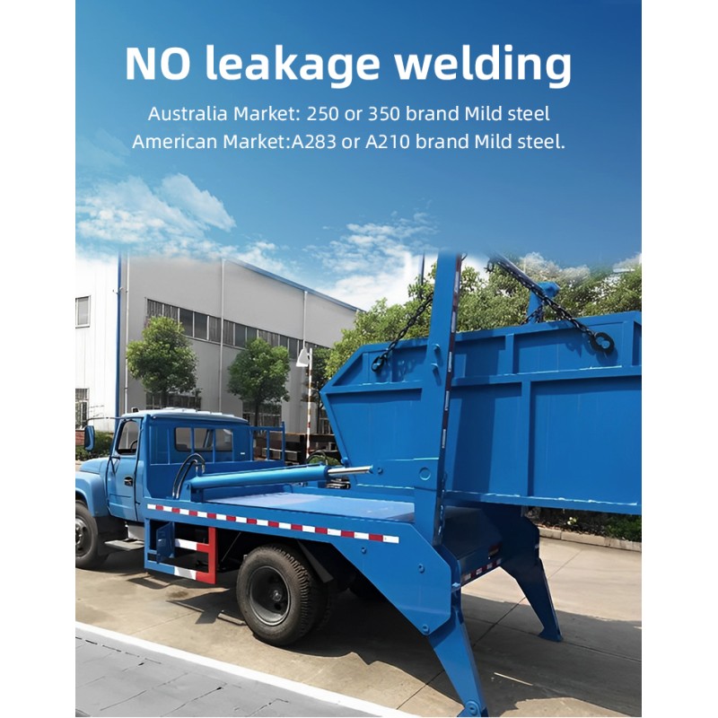 Skip bin side profile showing construction