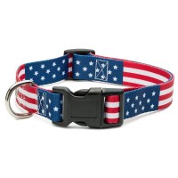 Quality Multifuction Custom Nylon Dog Collars Sturdy Polyester Webbing American Flag for sale