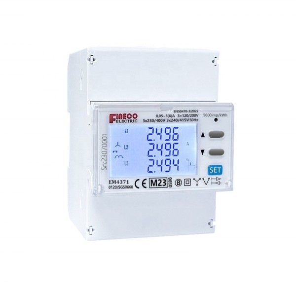 Quality MID Approved EM4371 3*1.5 6 A Solar Bi-Directional Energy Meter with LCD Display for sale