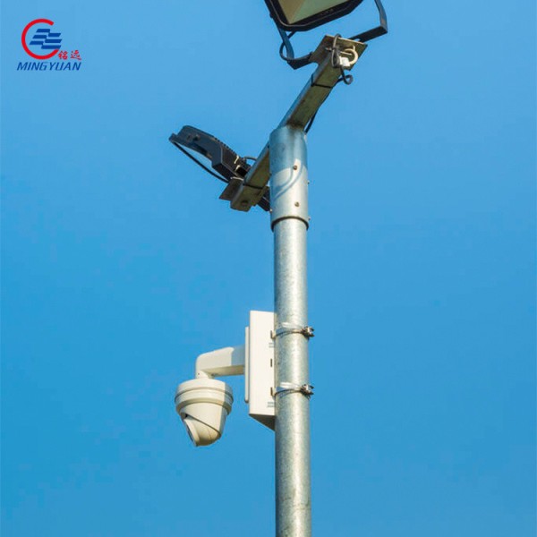 Quality Hot Dipped Galvanized CCTV Camera Lamp Post Conical Security Mast for sale
