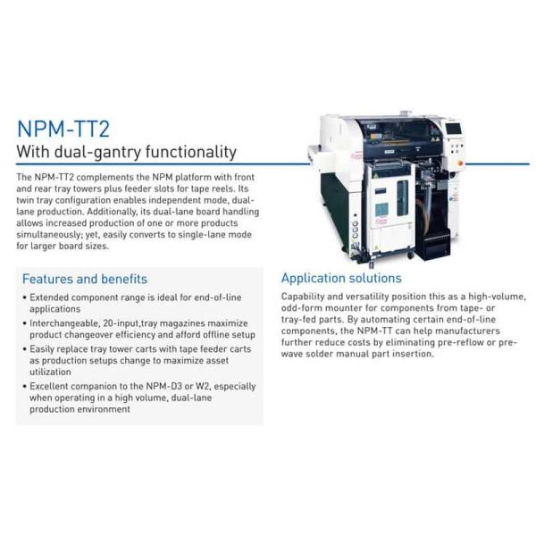 Quality PCB SMD Assembly Machine ﻿Surface Mount Placement Equipment NPM-TT2 LED Pick and for sale