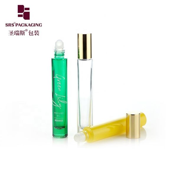Quality 10ml Thick Wall Glass Roller Bottle with Shiny Metal Cap and Frost Surface for for sale