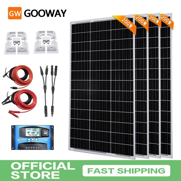 Quality 200w 400w 800w Solar Panel Kit 12v With Mounting Brackets Rv Caravan Camper Van for sale