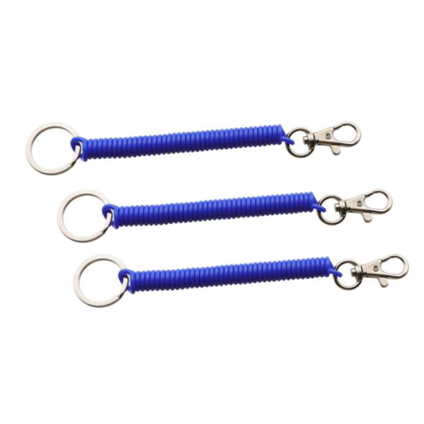 Quality PU TPU Spring Coil Lanyard Plastic Expanding Heavy Duty Loster Claw Flat Key Ring for sale