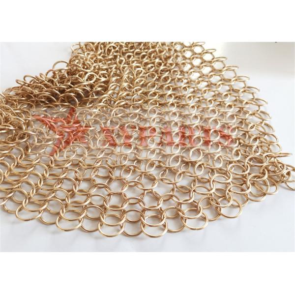 Quality PVD Finished Copper Weld Ring Mesh Facade for sale