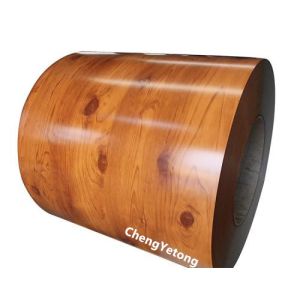 Quality Wood Grain PET Film Prepainted Galvalume Steel Coil For Interior Decoration for sale