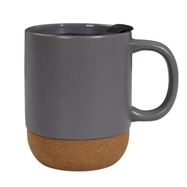 Quality Environmental Protection 450ml Ceramic Cup with Matte Plastic Lid and Cork for sale