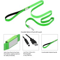 Quality Durable Nylon LED Dog Leash 6 Foot Long Easily Rechargeable With Padded Handle for sale