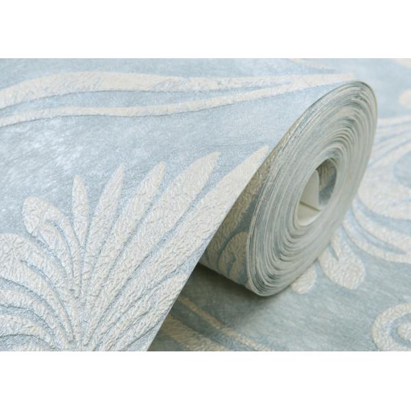 Quality Soundproof Removable European Style Wallpaper , Blue 3d Silver Wallpaper for sale