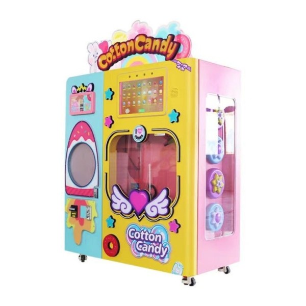 Quality Marshmallow Floss Cotton Candy Vending Machine Coin Pusher 220V for sale