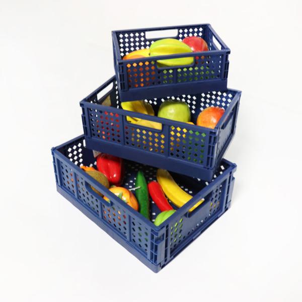 Quality Odorless Collapsible Plastic Storage Crate , Drainable Foldable Plastic Basket for sale