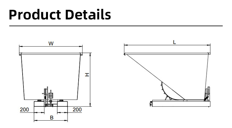 Self-dumping hopper technical diagram