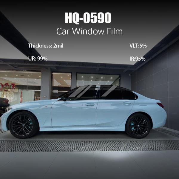 Quality VLT 5% UR 99% HQ-0590 Car Window Tint Film Self Adhesive Customized for sale