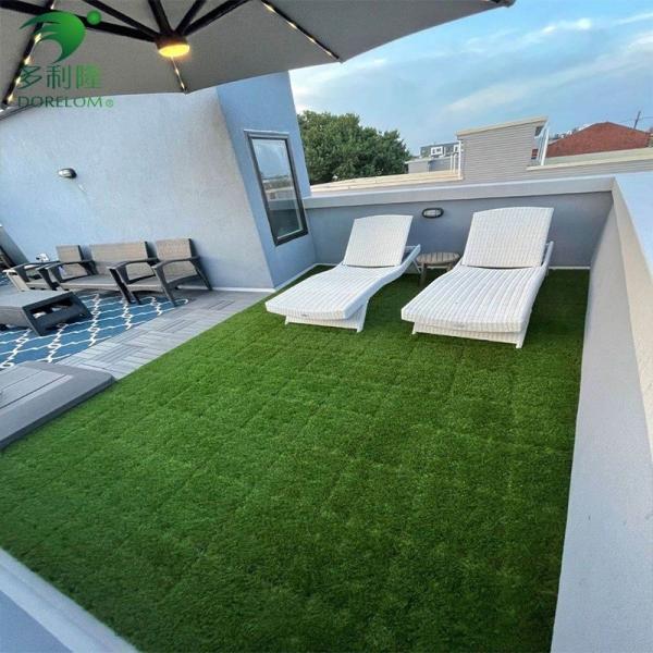 Quality Commercial Artificial Grass Turf Tile Interlocking Design 3/8 inch Gauge DIY Pet for sale