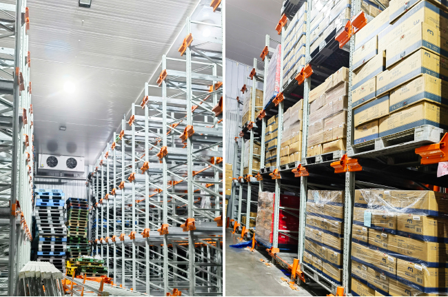 Two Way Radio Shuttle Racking Pallet Runner Rack System For Cold Storage Cold Chain