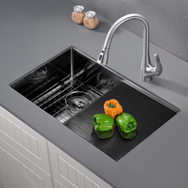 Quality 18 Gauge Undermount Sink 304 Stainless Steel Kitchen Sink with Drain Board for sale
