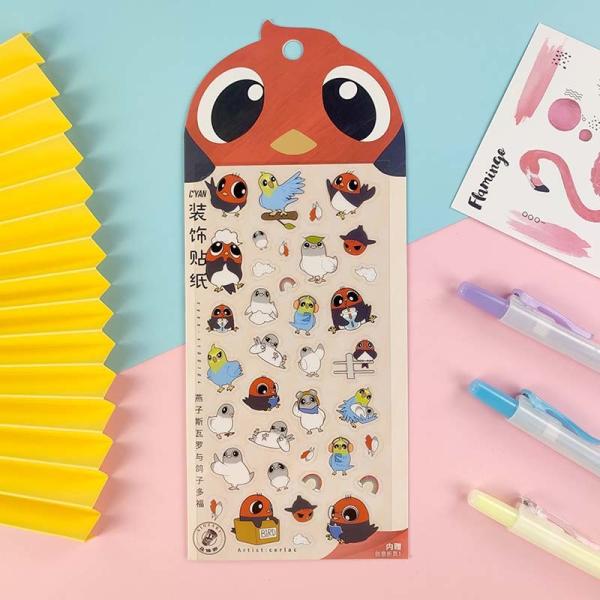 Quality 0.08mm Vinyl Cartoon Stickers Transparent PVC Cute Stationery Stickers for sale