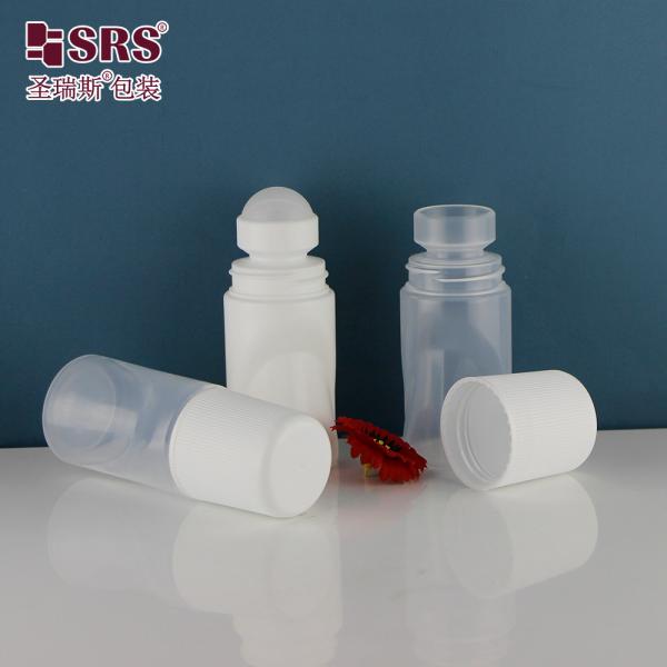 Quality RPPB-50ml White Roll On Aromatherapy Bottles Empty Clear With White Screw Cap for sale